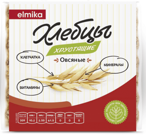Хлебцы хрустящие овсяные 110 г→ Elmika ᐈ Купить в Казахстане | Алматы ...